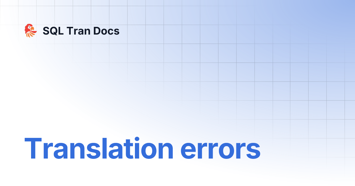 Translation Errors Sql Tran Docs 2024