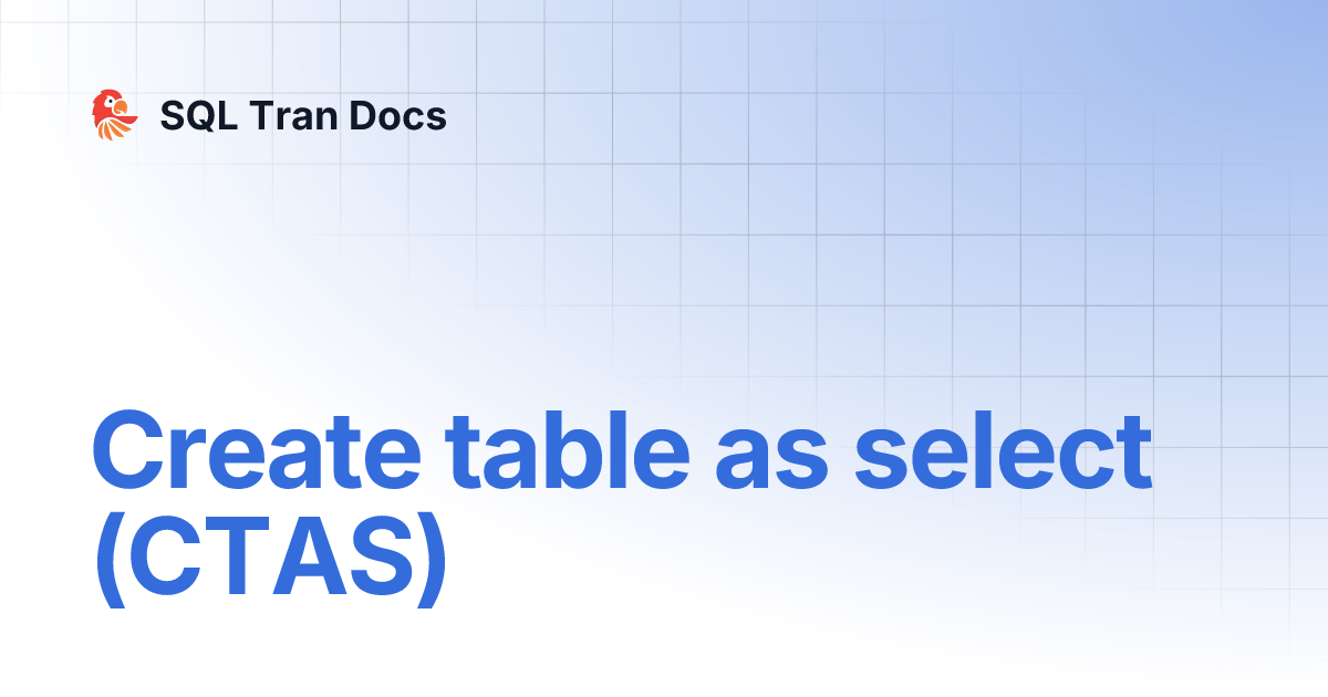 Create Table As Select Ctas Sql Tran Docs 6928